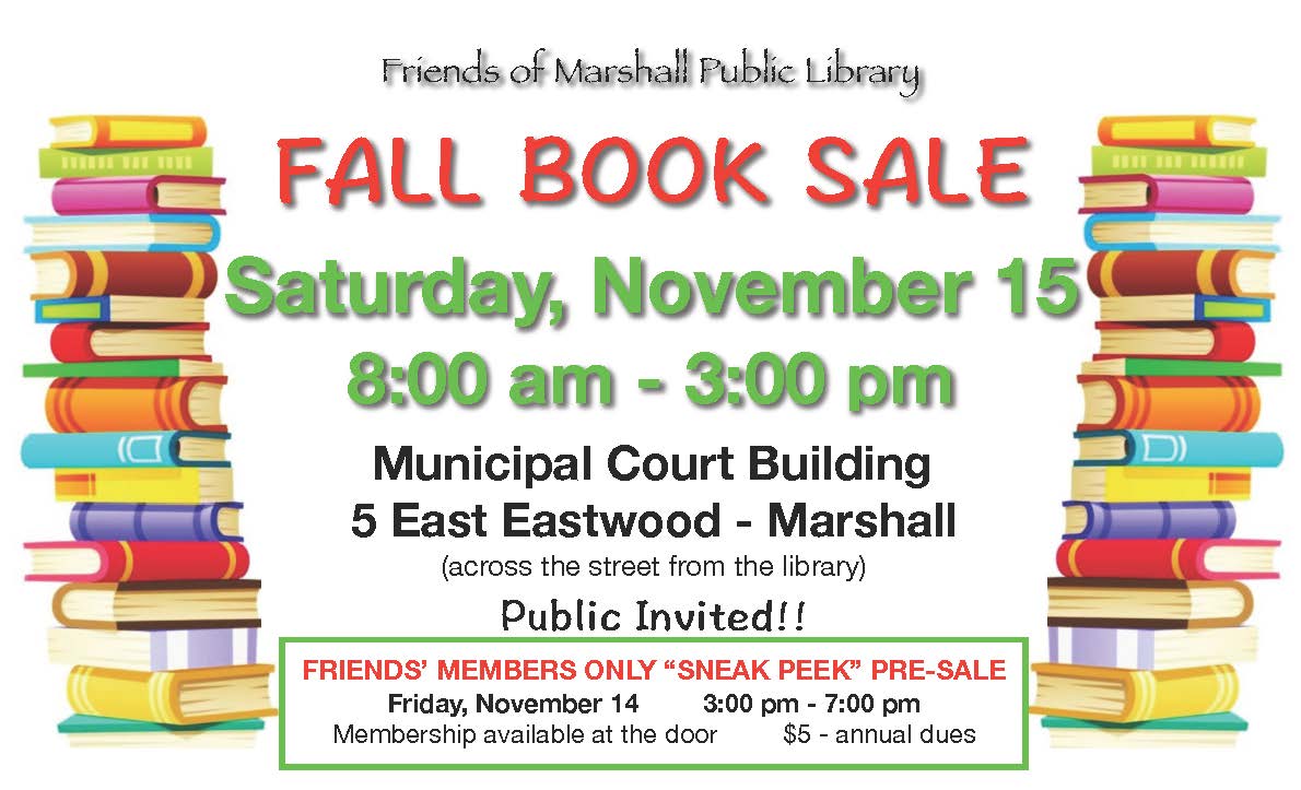 The Fall Book Sale – Sponsored by the Friends of the Marshall Public ...
